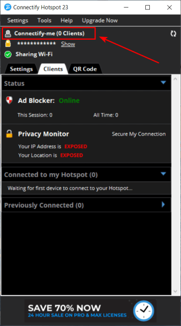 برنامج Connectify Hotspot لتحويل اللاب توب الى راوتر